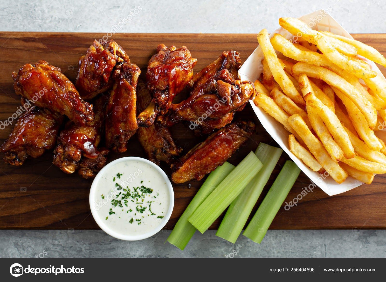 4.BBQ Wing Basket w/ Fries, Veggie Stick & Drink | Archway Cafe